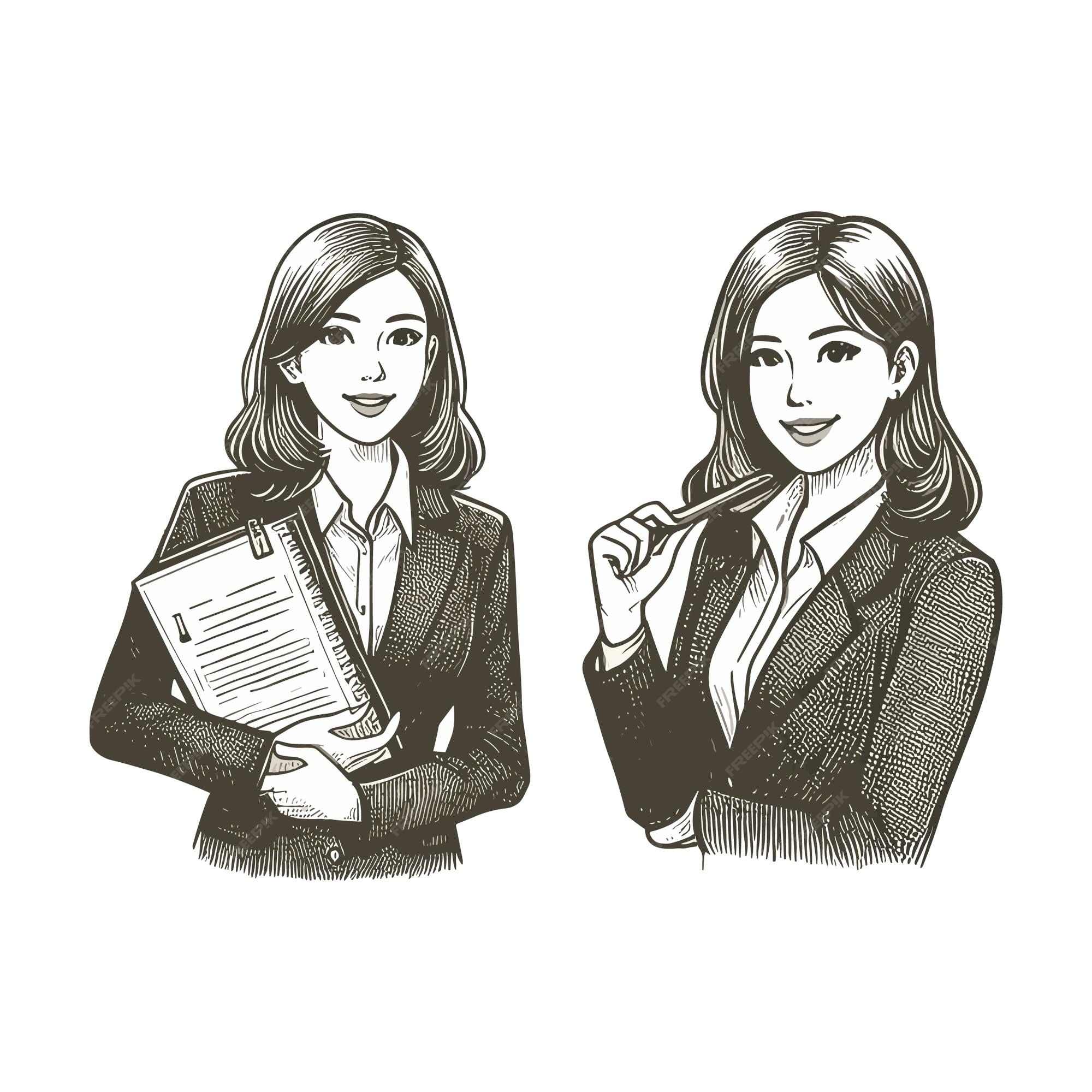 Vector mujer de negocios dibujo | Vector Premium Vector mujer de negocios dibujo | Vector Premium