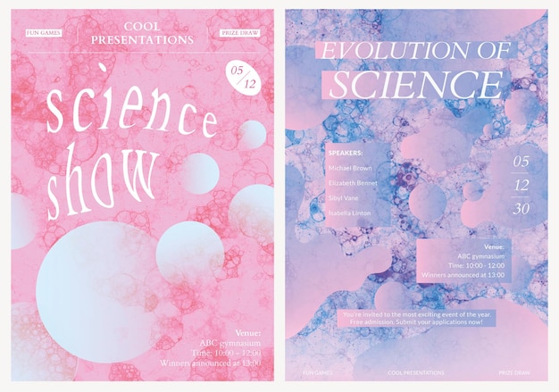 Bubble Art Science Template Vector Event ästhetische Werbeplakate ... Bubble Art Science Template Vector Event ästhetische Werbeplakate ...