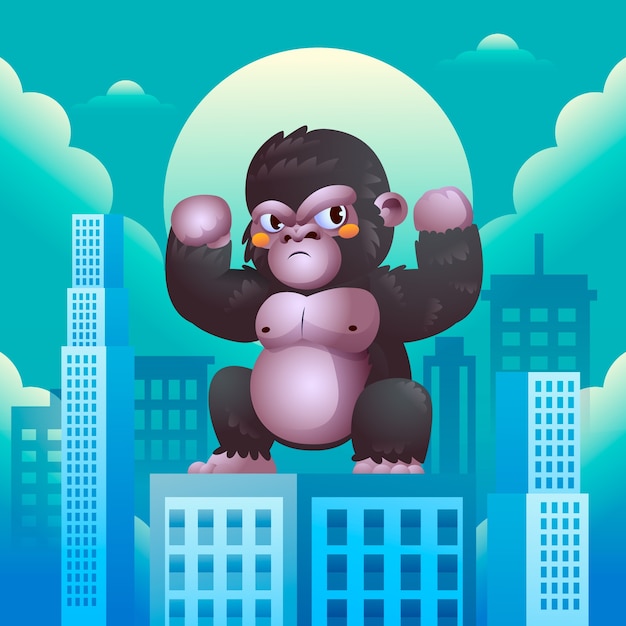 Gradiente Riesige Gorilla Illustration Kostenlose Vektor