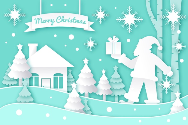 Weihnachtshintergrund im papierstil | Kostenlose Vektor Weihnachtshintergrund im papierstil | Kostenlose Vektor