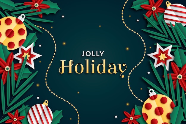 Weihnachtshintergrund im Papierstil | Kostenlose Vektor Weihnachtshintergrund im Papierstil | Kostenlose Vektor