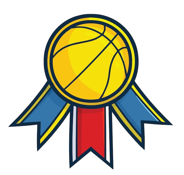 Basketball-Goldmedaille mit blau-rotem Band | Premium Vektor Basketball-Goldmedaille mit blau-rotem Band | Premium Vektor