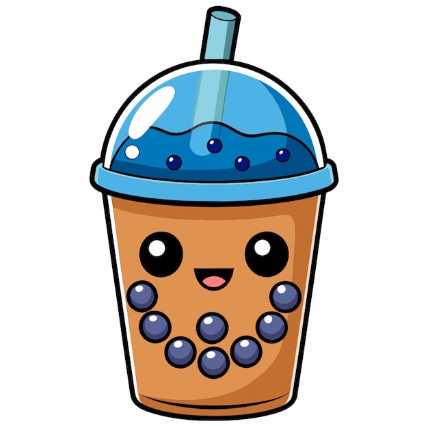 Cute Bubble Tea Vector Illustration Cartoon Premium Ki Generierter Vektor