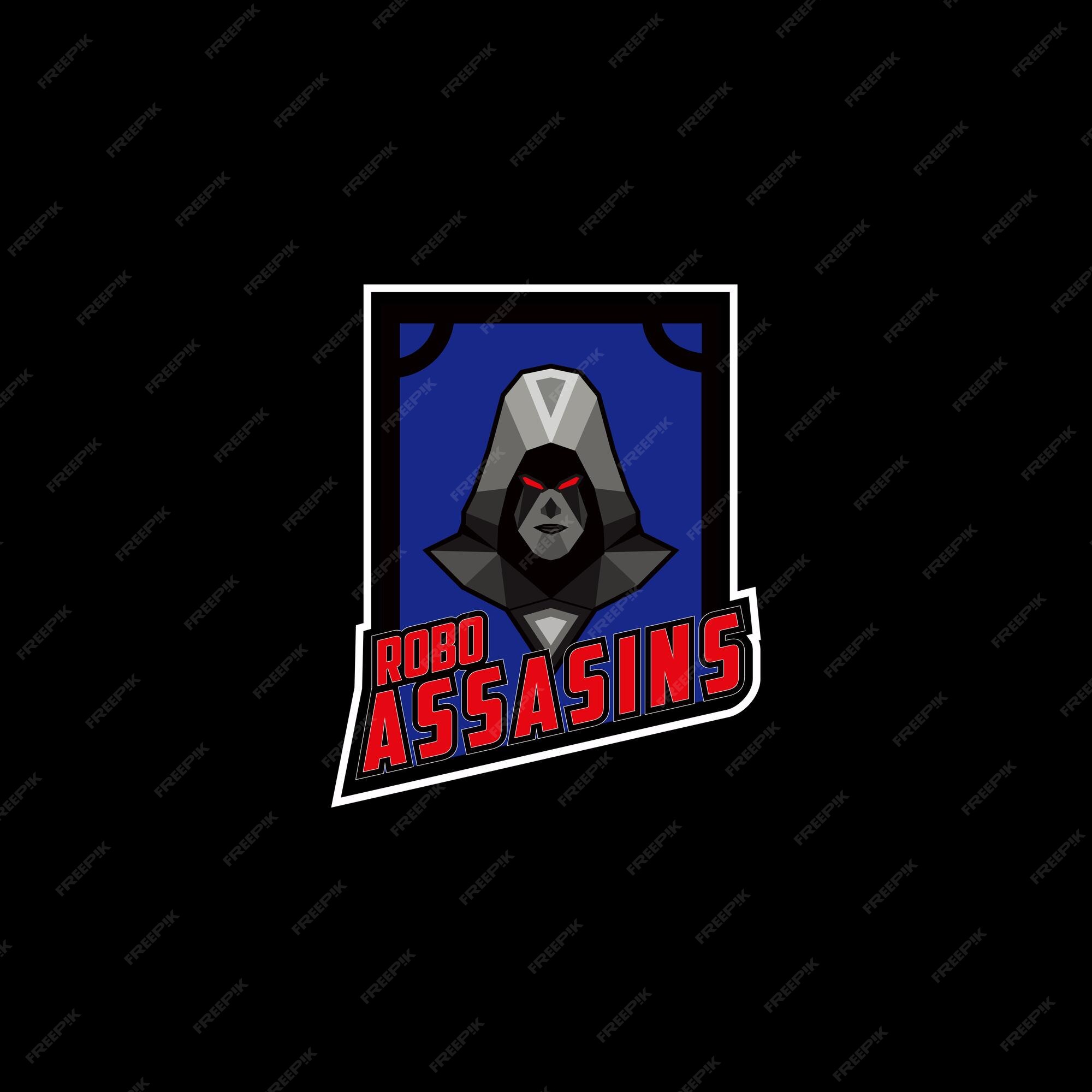 Dark Assasin Roboterkopf Illustration Esports Logo Design Premium Vektor