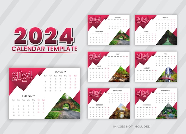 Frohes neues jahr 2024 englischer kalender vorlage design vektor 2024 ... Frohes neues jahr 2024 englischer kalender vorlage design vektor 2024 ...