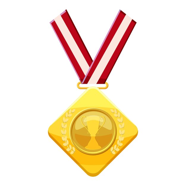 Goldmedaille mit rotem Bandsymbol. Cartoon-Illustration der ... Goldmedaille mit rotem Bandsymbol. Cartoon-Illustration der ...