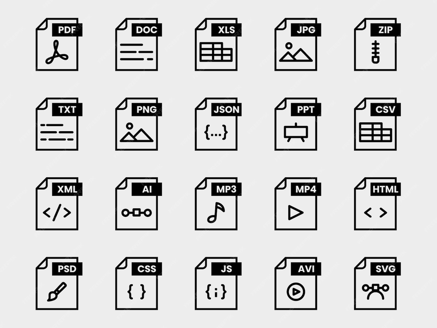 Ordner im dateiformat des dokuments pdf doc xls jpg zip txt png json ...
