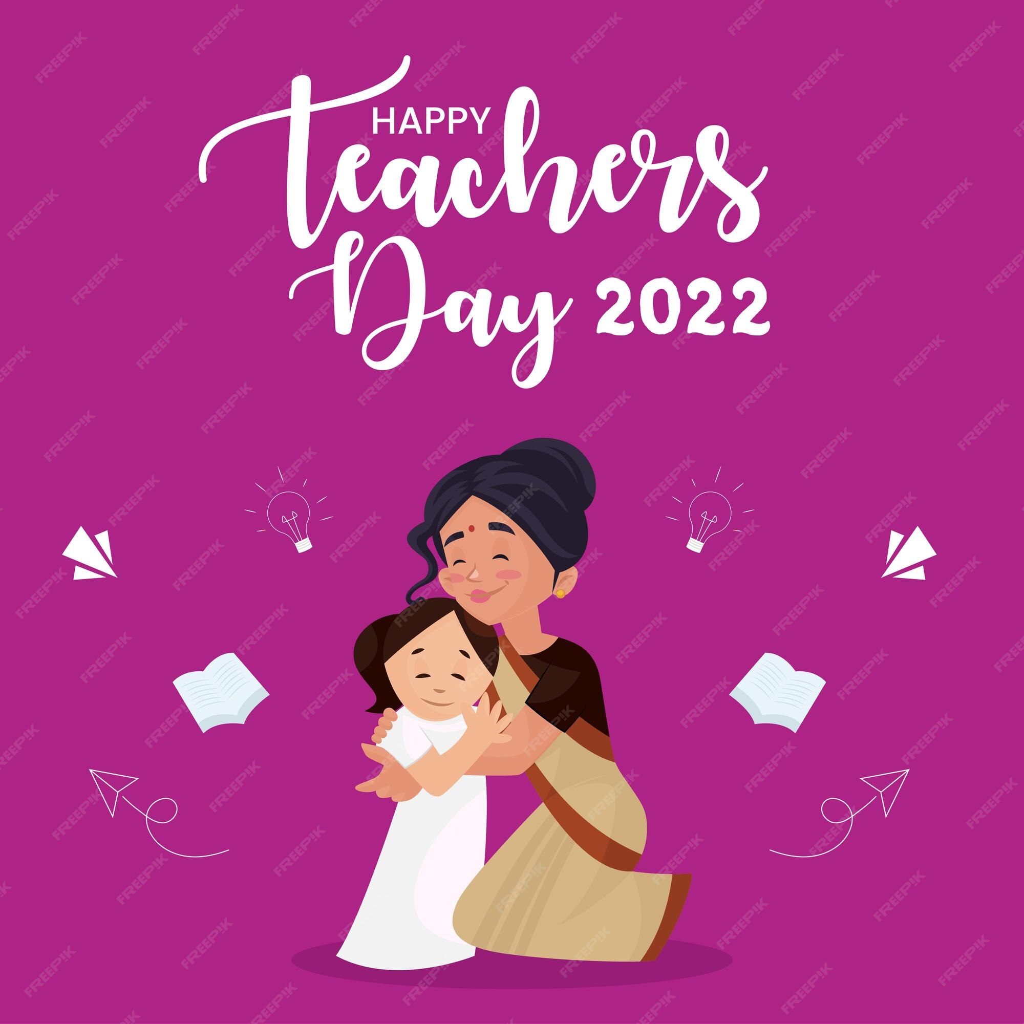 Schöne Happy Teachers Day Banner Design Vorlage Premium Vektor