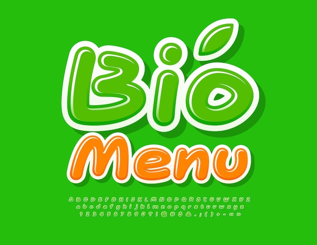 Vektor-Eco-Konzept Bio-Menü Moderne handgeschriebene Schriftart ... Vektor-Eco-Konzept Bio-Menü Moderne handgeschriebene Schriftart ...