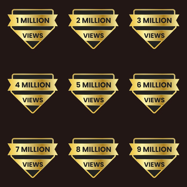 Youtube Million Views Celebration Banner Vector, 1 Million bis 9 ... Youtube Million Views Celebration Banner Vector, 1 Million bis 9 ...