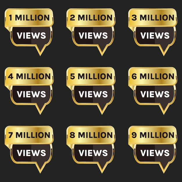 Youtube million views celebration banner vector, 1 million bis 9 ... Youtube million views celebration banner vector, 1 million bis 9 ...