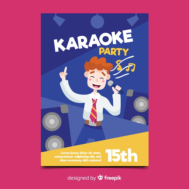 Cartaz De Festa De Noite De Karaoke Ou Modelo De Folheto Vetor Grátis