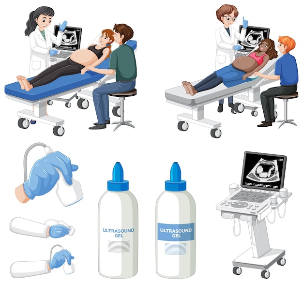 Conjunto De Instrumentos Médicos Para Ultrassom De Gravidez Vetor Grátis