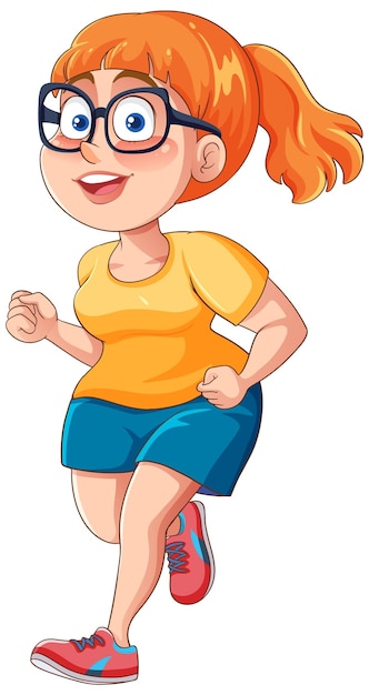 Mulher Gordinha Correndo Em Pose Personagem De Desenho Animado Vetor Grátis