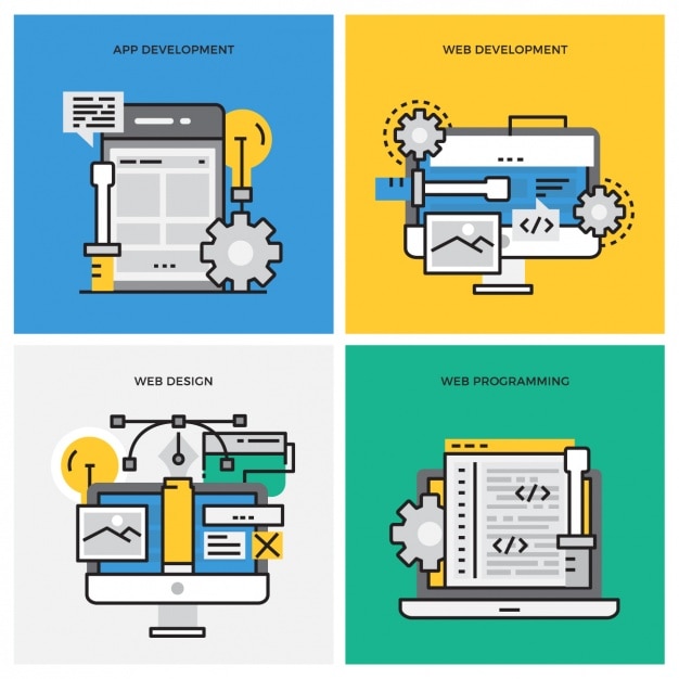 Processo de desenvolvimento web | Vetor Grátis Processo de desenvolvimento web | Vetor Grátis