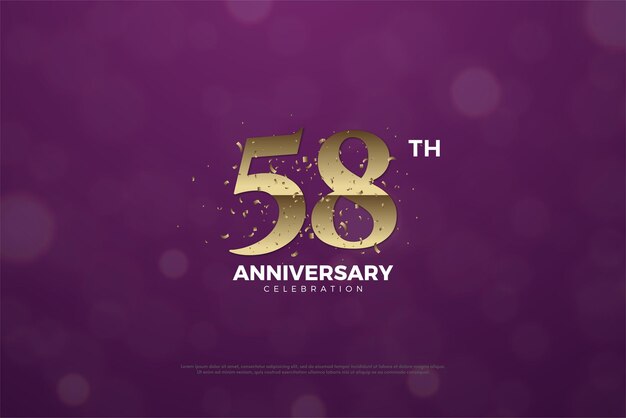 58º aniversário com número colorido listrado. | Vetor Premium 58º aniversário com número colorido listrado. | Vetor Premium