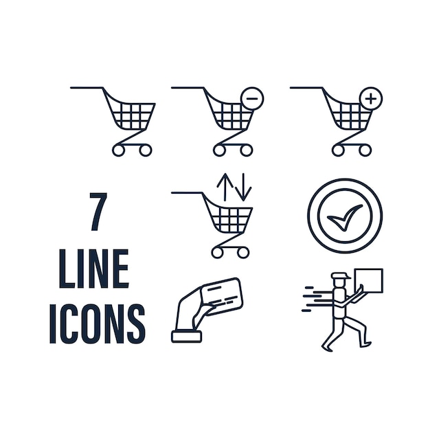 7 ícones de linha | Vetor Premium 7 ícones de linha | Vetor Premium