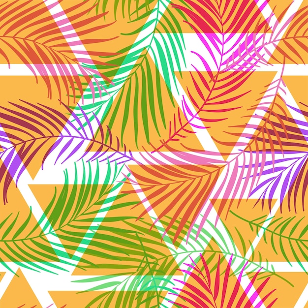 Abstrato floral coco deixa padrão sem emenda com forma geométrica de ... Abstrato floral coco deixa padrão sem emenda com forma geométrica de ...