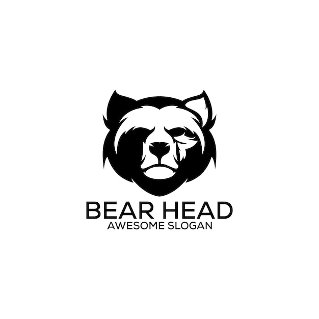 Arte de linha de design de logotipo de cabeça de urso | Vetor Premium Arte de linha de design de logotipo de cabeça de urso | Vetor Premium