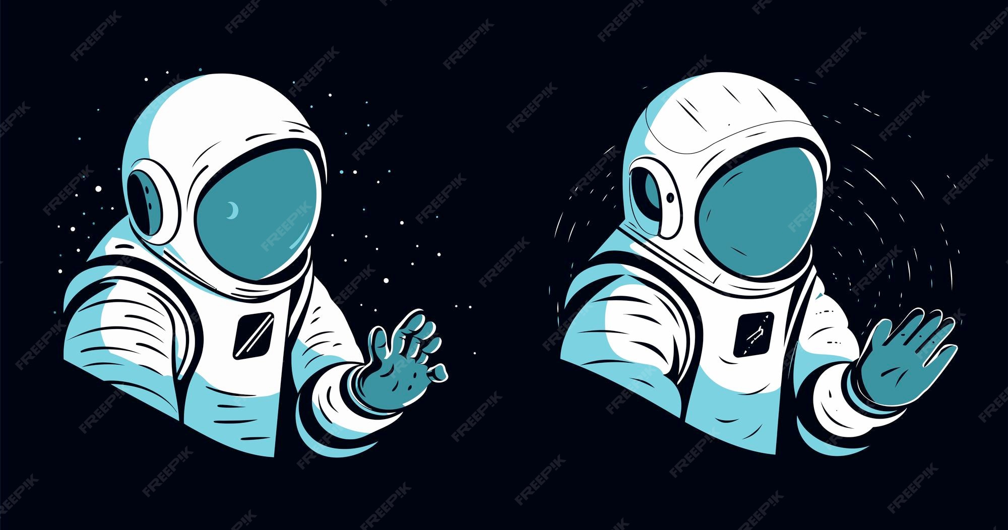 Astronauta acenando com as mãos no espaço planetário para controlar a ... Astronauta acenando com as mãos no espaço planetário para controlar a ...