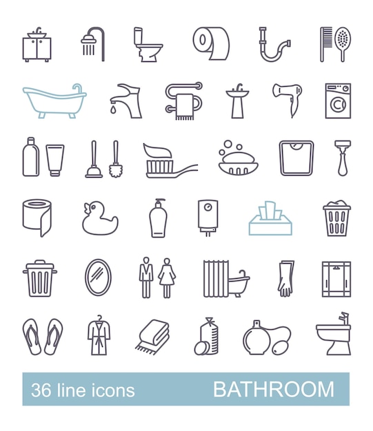 Banheiro Banheiro Banheiro com Set Line Style ilustração vectot | Vetor ... Banheiro Banheiro Banheiro com Set Line Style ilustração vectot | Vetor ...
