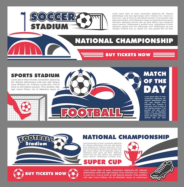 Banners de campeonato de futebol de futebol vetorial | Vetor Premium Banners de campeonato de futebol de futebol vetorial | Vetor Premium