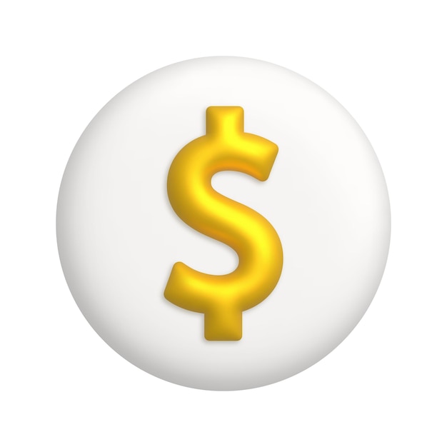 Cifrão dourado no botão branco. elemento de design vetorial realista 3d ... Cifrão dourado no botão branco. elemento de design vetorial realista 3d ...
