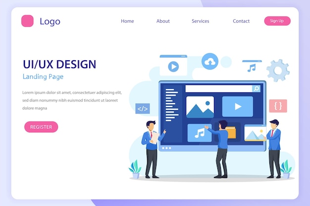 Conceito de design ui ux criando um conteúdo de design de aplicativo e ... Conceito de design ui ux criando um conteúdo de design de aplicativo e ...