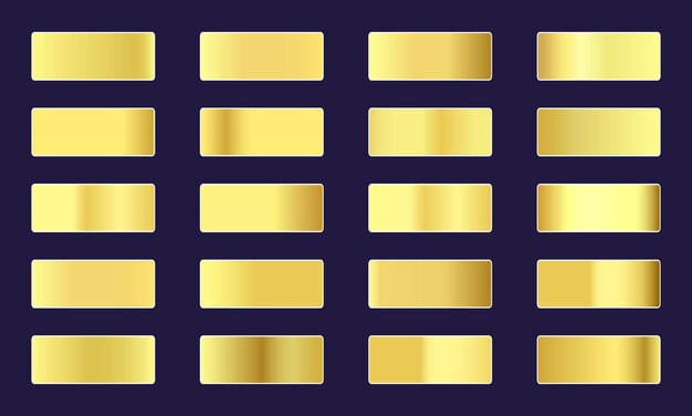 Conjunto de coleção de gradientes de ouro metálico | Vetor Premium Conjunto de coleção de gradientes de ouro metálico | Vetor Premium