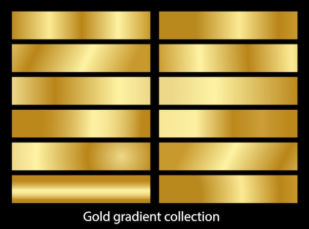 Conjunto de gradientes de ouro metálico | Vetor Premium Conjunto de gradientes de ouro metálico | Vetor Premium