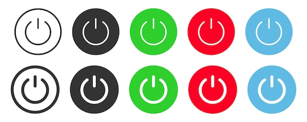 Conjunto de ícones de botão de energia azul vermelho verde preto on off ... Conjunto de ícones de botão de energia azul vermelho verde preto on off ...