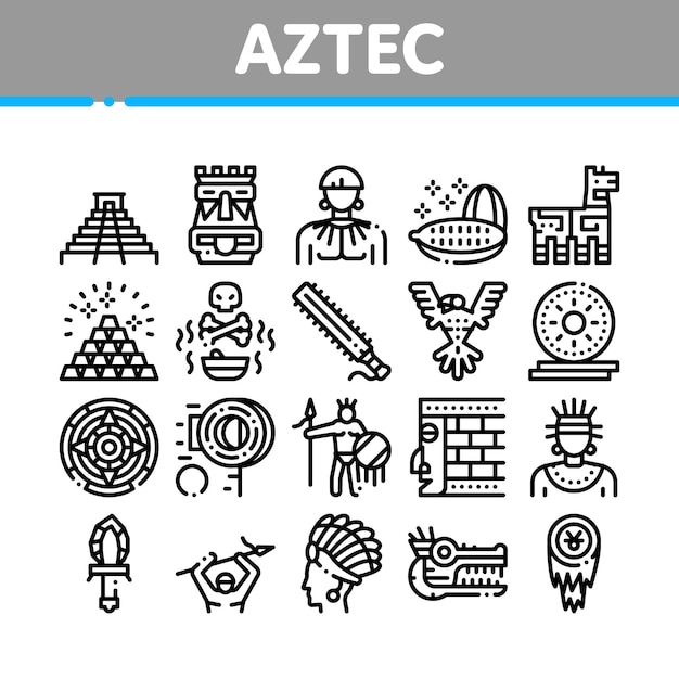 Conjunto de ícones de coleção de civilização asteca | Vetor Premium Conjunto de ícones de coleção de civilização asteca | Vetor Premium