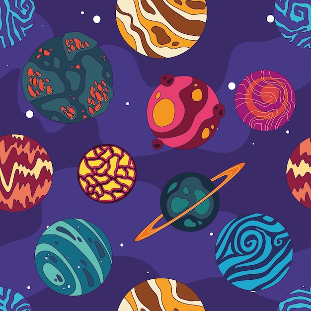 Conjunto de planetas coloridos de ficção científica em um vetor de ... Conjunto de planetas coloridos de ficção científica em um vetor de ...