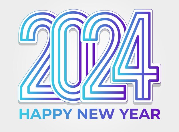 Desenho de Feliz Ano Novo de 2024 | Vetor Premium Desenho de Feliz Ano Novo de 2024 | Vetor Premium