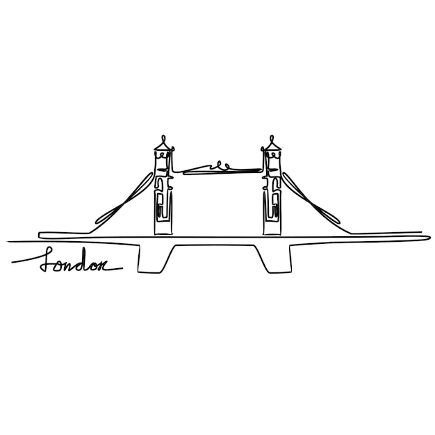 Desenho de linha contínua da ponte de londres | Vetor Premium Desenho de linha contínua da ponte de londres | Vetor Premium