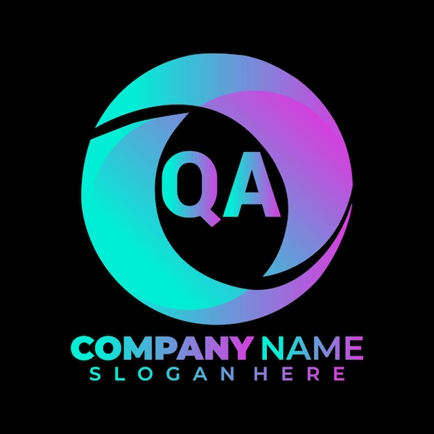 Desenho de logotipo de letra qa com uma forma de círculo qa design de logotipo em formato de ...