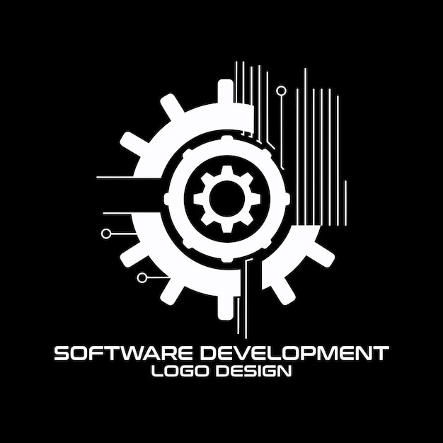 Desenho de logotipo de vetor de desenvolvimento de software | Vetor Premium Desenho de logotipo de vetor de desenvolvimento de software | Vetor Premium
