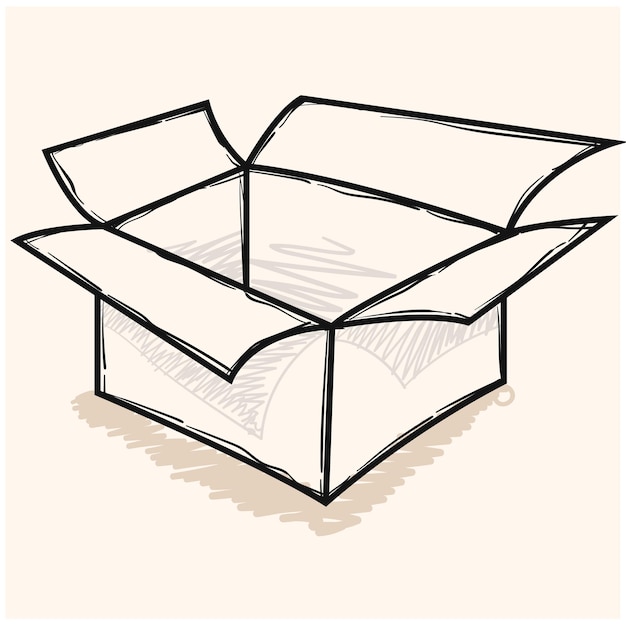 Desenho de mão vetorial de ícone de doodle de papelão | Vetor Premium Desenho de mão vetorial de ícone de doodle de papelão | Vetor Premium