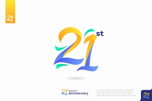 Design de ícone de logotipo número 21 aniversário de 21 anos número de ... Design de ícone de logotipo número 21 aniversário de 21 anos número de ...