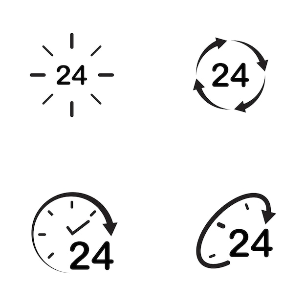 Design de ilustração vetorial de ícone 24 horas | Vetor Premium Design de ilustração vetorial de ícone 24 horas | Vetor Premium