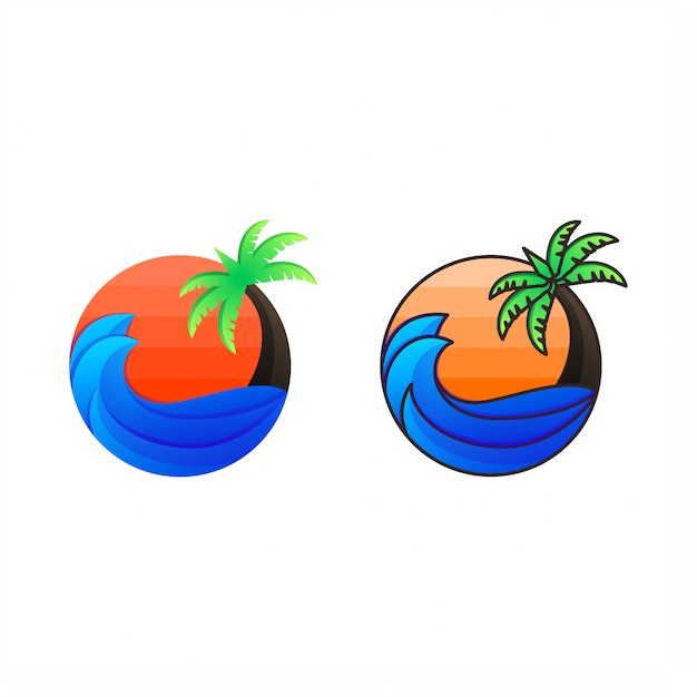 Design de logotipo de palm beach | Vetor Premium Design de logotipo de palm beach | Vetor Premium