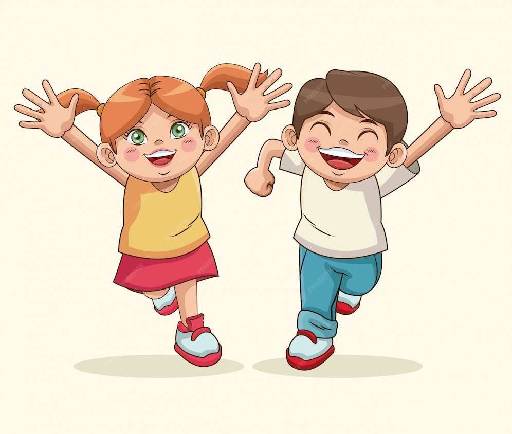 Dia crianças felizes. menino e menina doce filhos | Vetor Premium Dia crianças felizes. menino e menina doce filhos | Vetor Premium