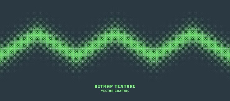 Dither pattern bitmap texture zigzag line horizontal border vector abstract background glitch ...