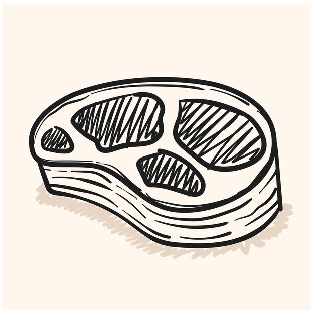 Doodle desenho de mão vetorial de ícone de carne | Vetor Premium Doodle desenho de mão vetorial de ícone de carne | Vetor Premium
