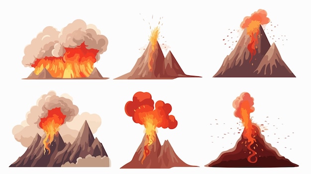 Etapas de Erupção de Vulcão Uma animação dinâmica de uma montanha ... Etapas de Erupção de Vulcão Uma animação dinâmica de uma montanha ...