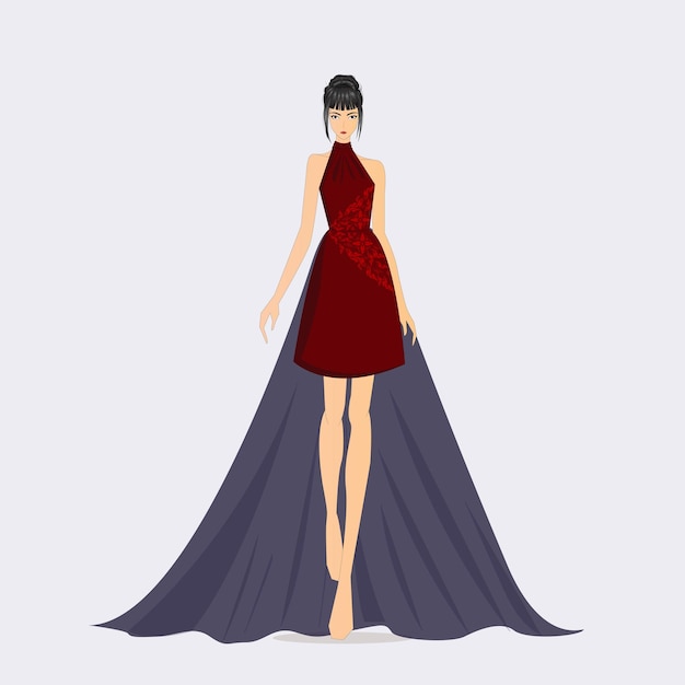 Gaun Merah Ilustrasi Vetor Premium