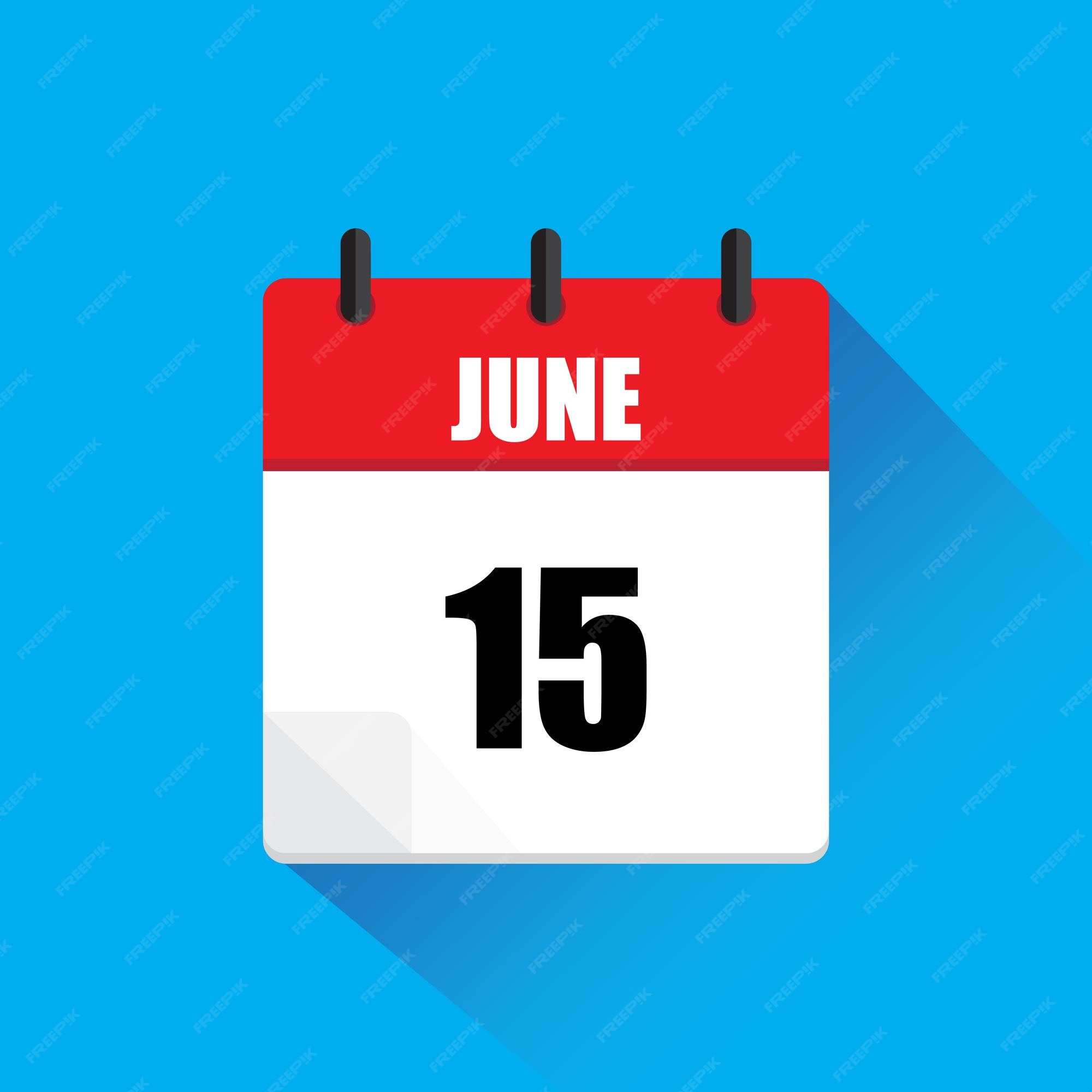 Ícone de calendário Junho cabeçalho vermelho Junho Data número quinze ... Ícone de calendário Junho cabeçalho vermelho Junho Data número quinze ...