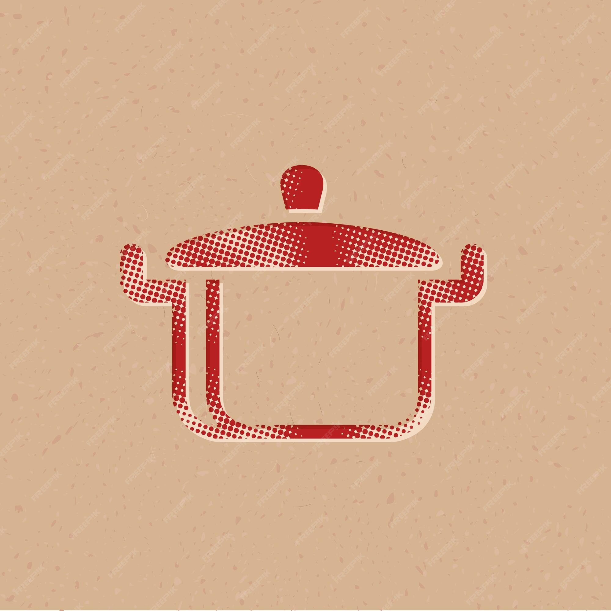 Ícone de estilo de meio-tom de panela de cozinha com ilustração ... Ícone de estilo de meio-tom de panela de cozinha com ilustração ...
