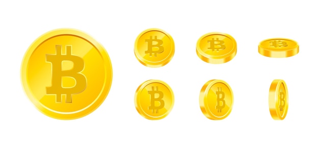 Ícone de moeda de ouro bitcoin definido em diferentes ângulos isolados ... Ícone de moeda de ouro bitcoin definido em diferentes ângulos isolados ...