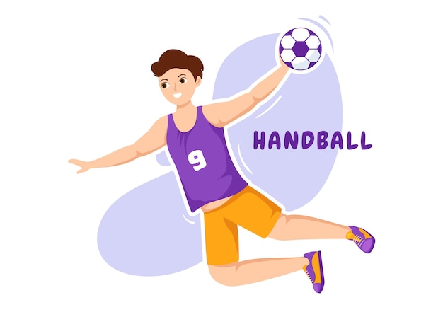 Ilustração de handebol de um jogador tocando a bola com a mão em um ... Ilustração de handebol de um jogador tocando a bola com a mão em um ...